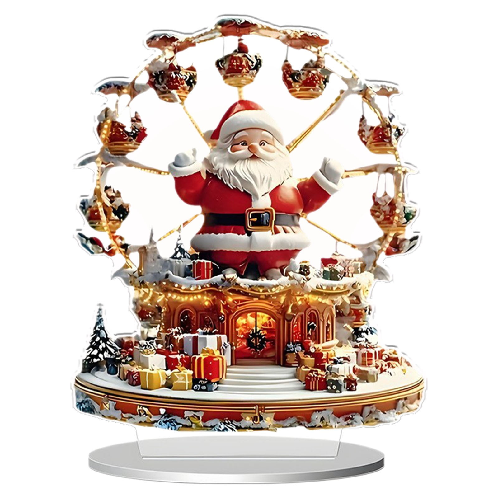 2D Acrylic Christmas Centerpiece - Holiday Ferris Wheel Carousel Tree ...