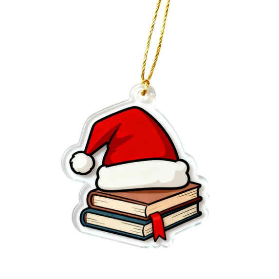 2D Acrylic Christmas Decoration Pendant Ornament, Santa Hat And Book ...