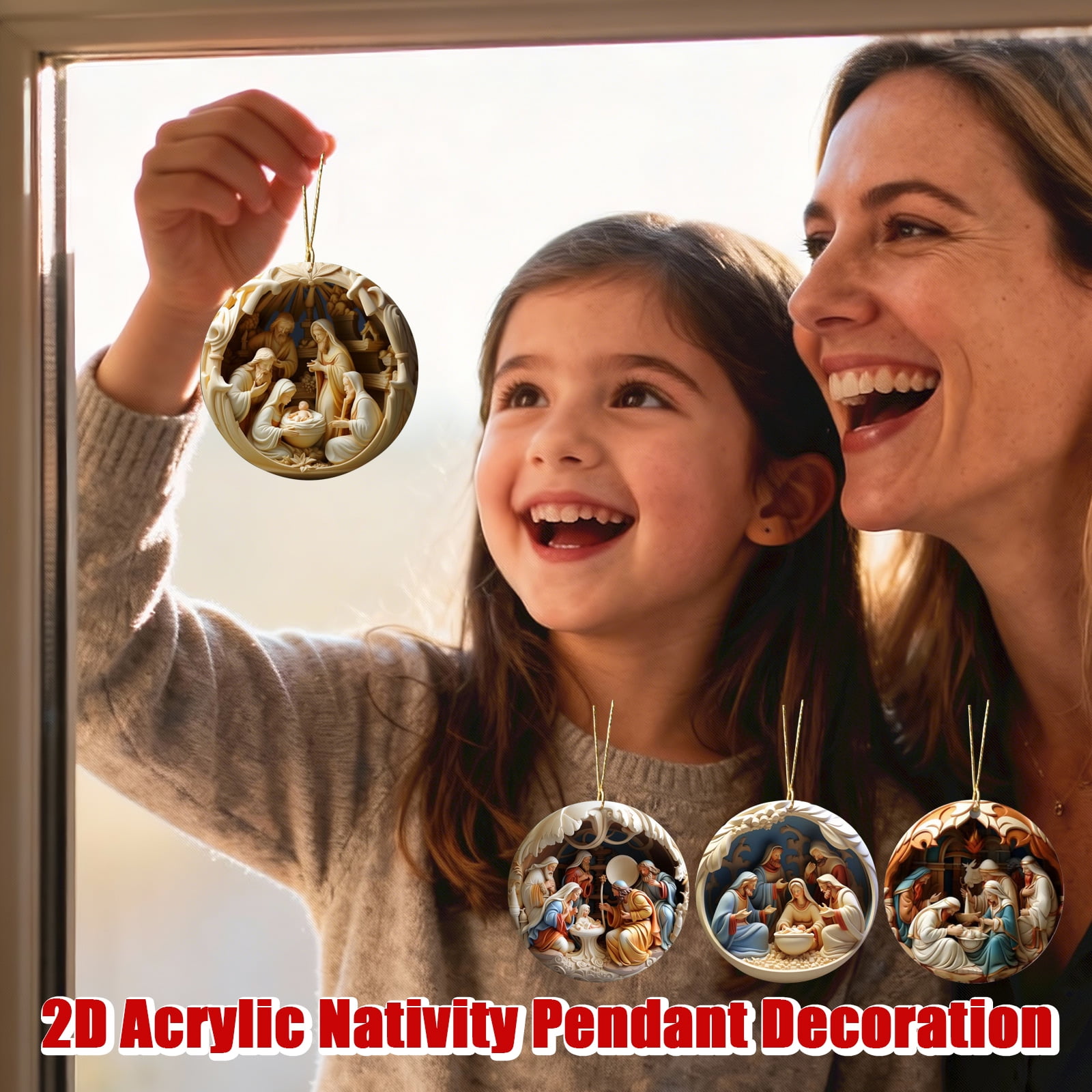 2D Acrylic Christmas Nativity Wall Hanging Ornament - 3Mm Thick Clear ...