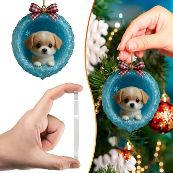 2D Acrylic Christmas Ornament Cute Animals Festive Holiday Hanging ...