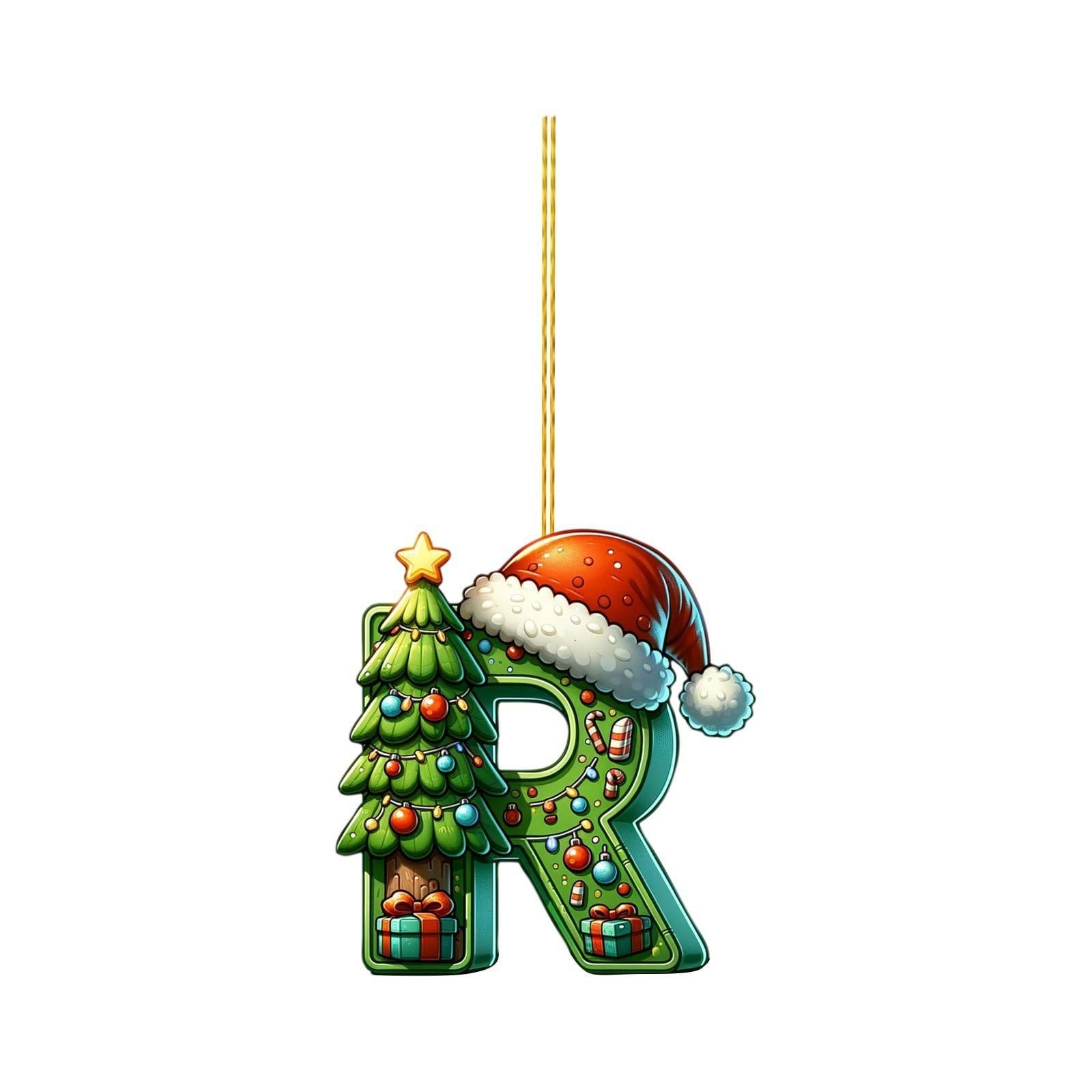 2D Acrylic Christmas Tree 26 Letter Pendant Decorative Gift Family ...