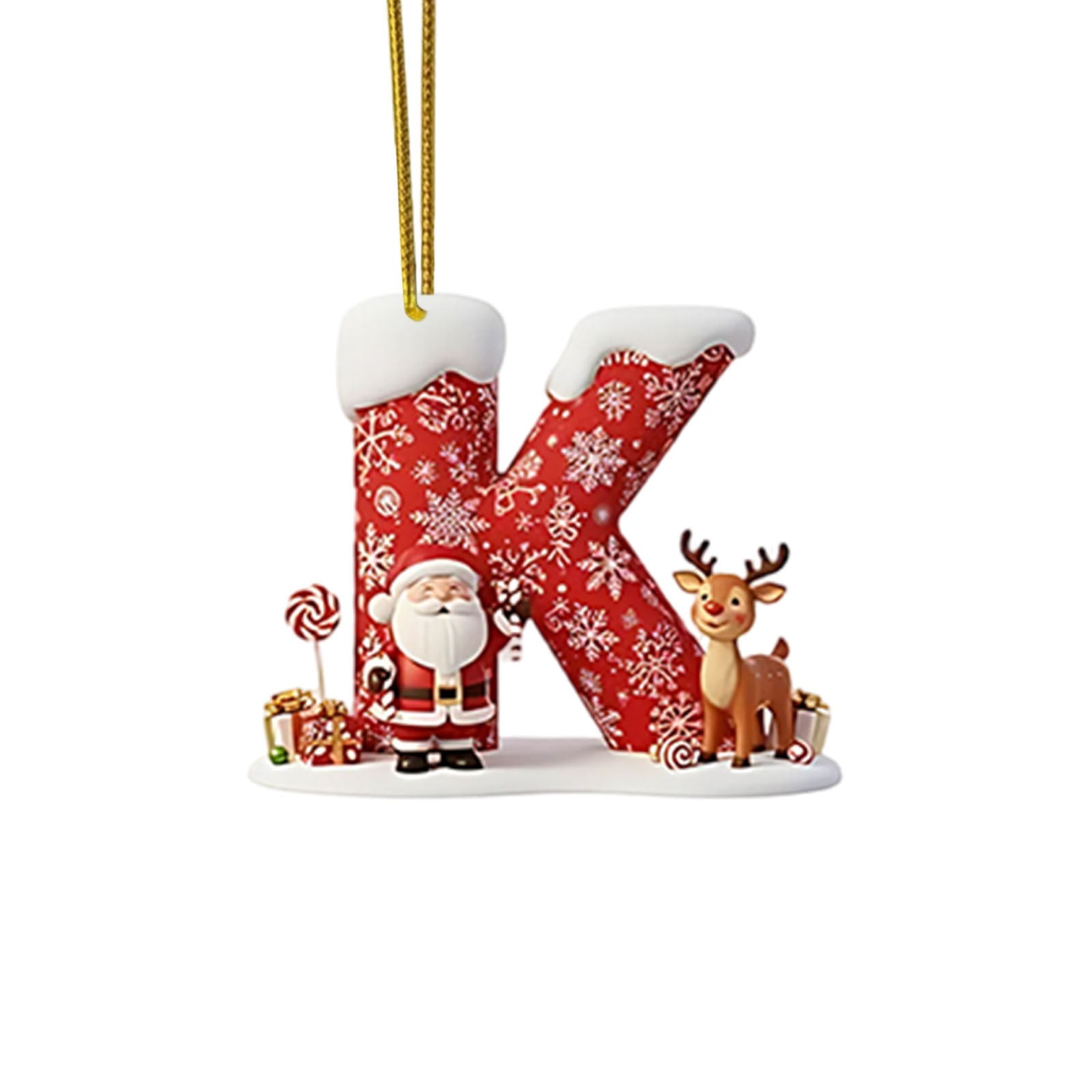 2D Acrylic Christmas Tree Decoration Letter Pendant with 26 Letters for ...