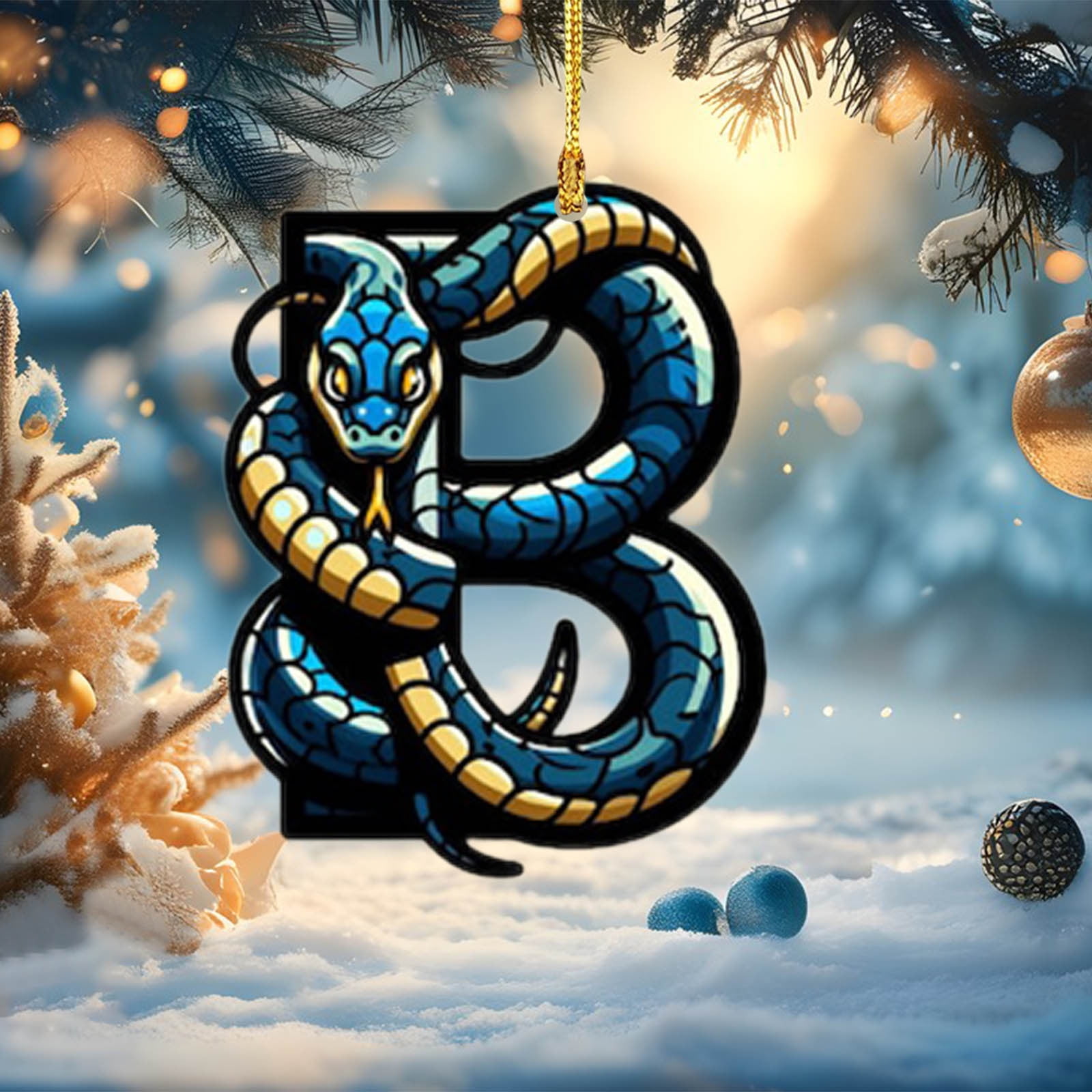 2D Acrylic Christmas Tree Initial Letter Pendant - 26 Letter Alphabet ...