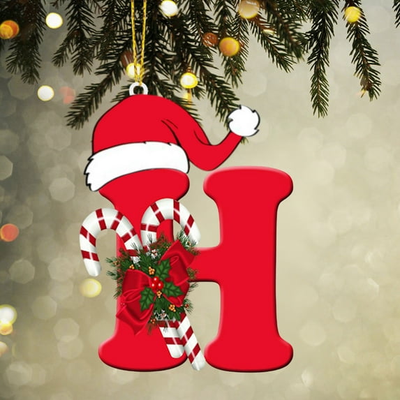 2D Acrylic Christmas Tree Letter Pendant | 26 Initial Alphabet ...