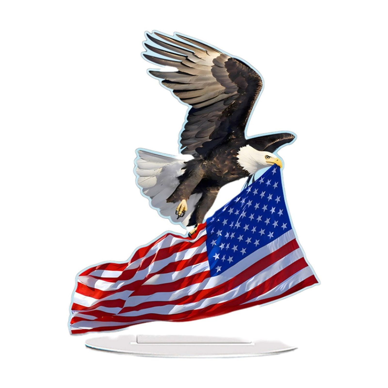 2D Acrylic Desktop Ornament Decoration, Eagle Figurine, Eagle with Flag ...