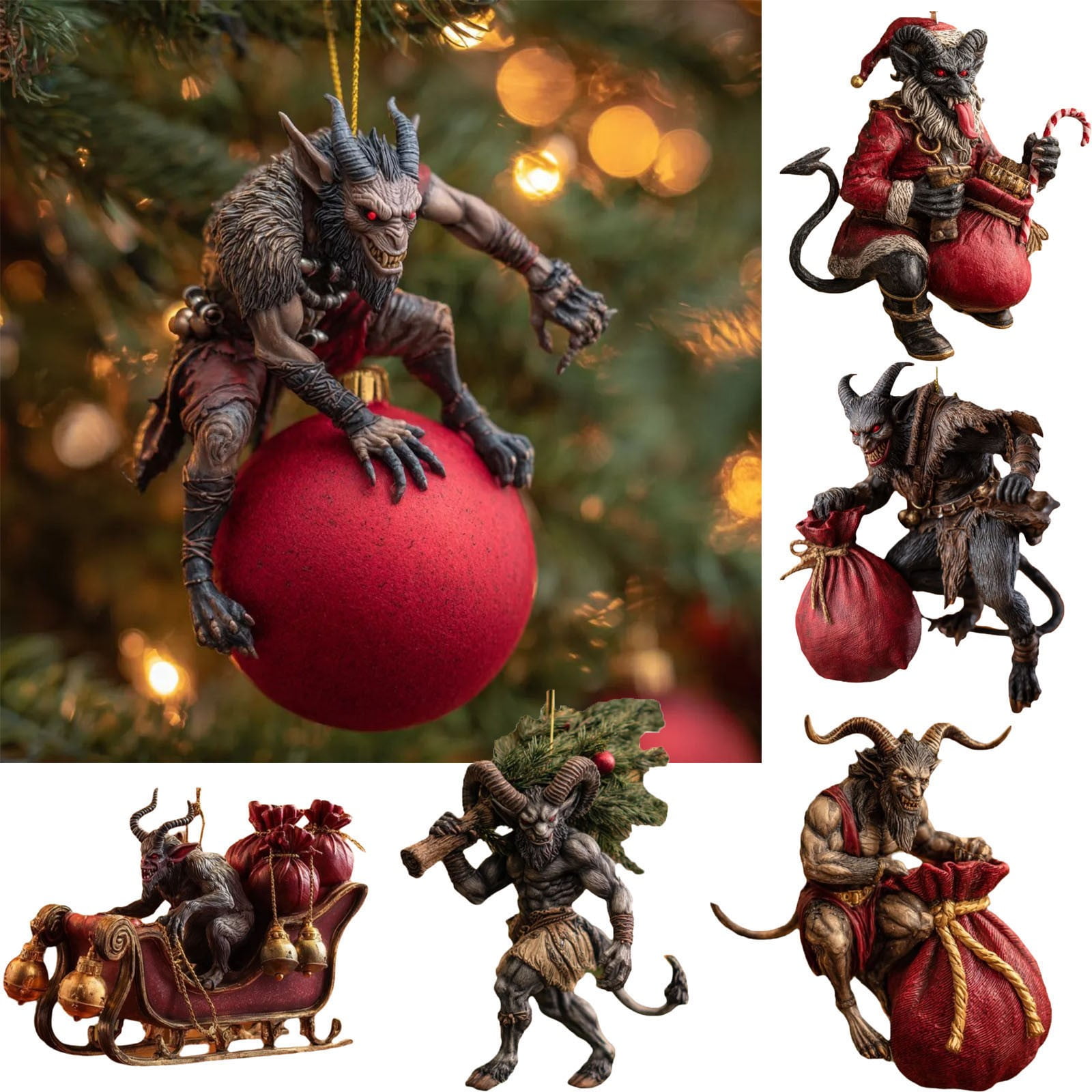 2D Acrylic Folklore Horror Christmas Ornaments - 10cm (4in) Rope ...