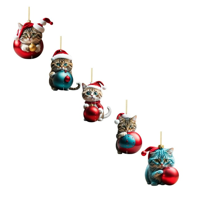 2D Acrylic Funny Cat Christmas Tree Ornament Cat Acrylic Ornament ...