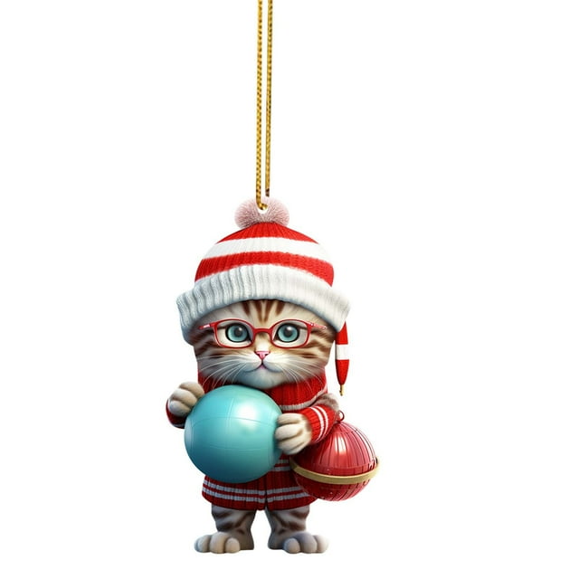 2d Acrylic Funny Christmas Tree Ornament Cat Acrylic Ornament Acrylic