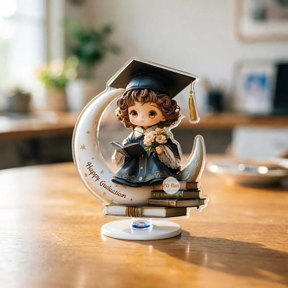 2D Acrylic Graduation Figurine – Rotating Desktop Decor with Moon ...