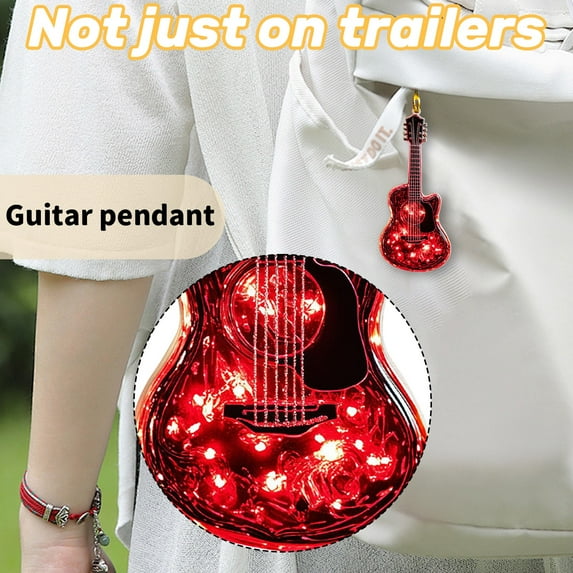 2D Acrylic Guitar Ornament - Festive Red Design With Glowing Lights ...