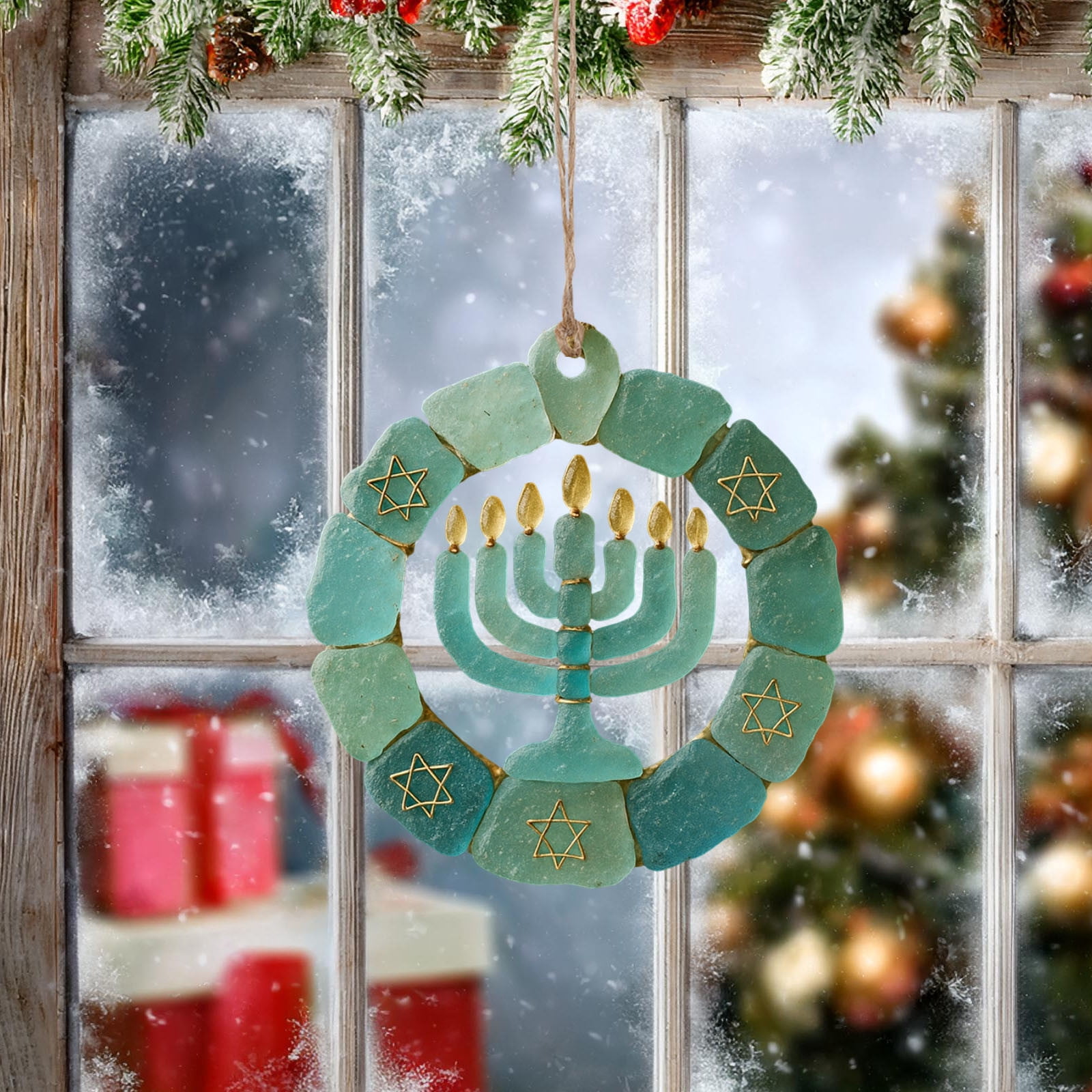 2D Acrylic Hanukkah Menorah Hanging Ornaments,Glass Suncatchers for ...