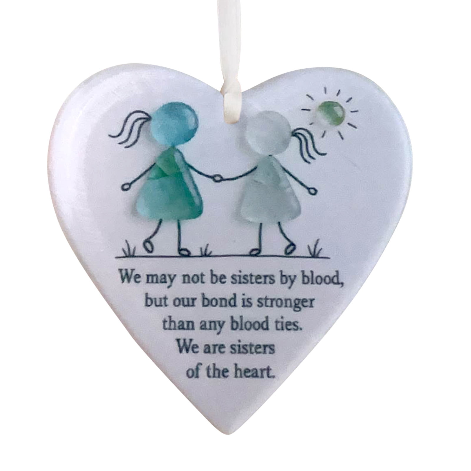 2D Acrylic Heart Sea Glass Ornament, Friendship Keepsake Gift for Best ...