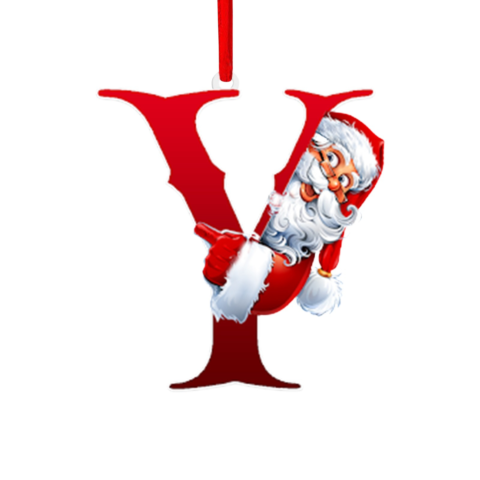 2D Acrylic Letter Y Christmas Tree Pendant Decoration Featuring Santa ...