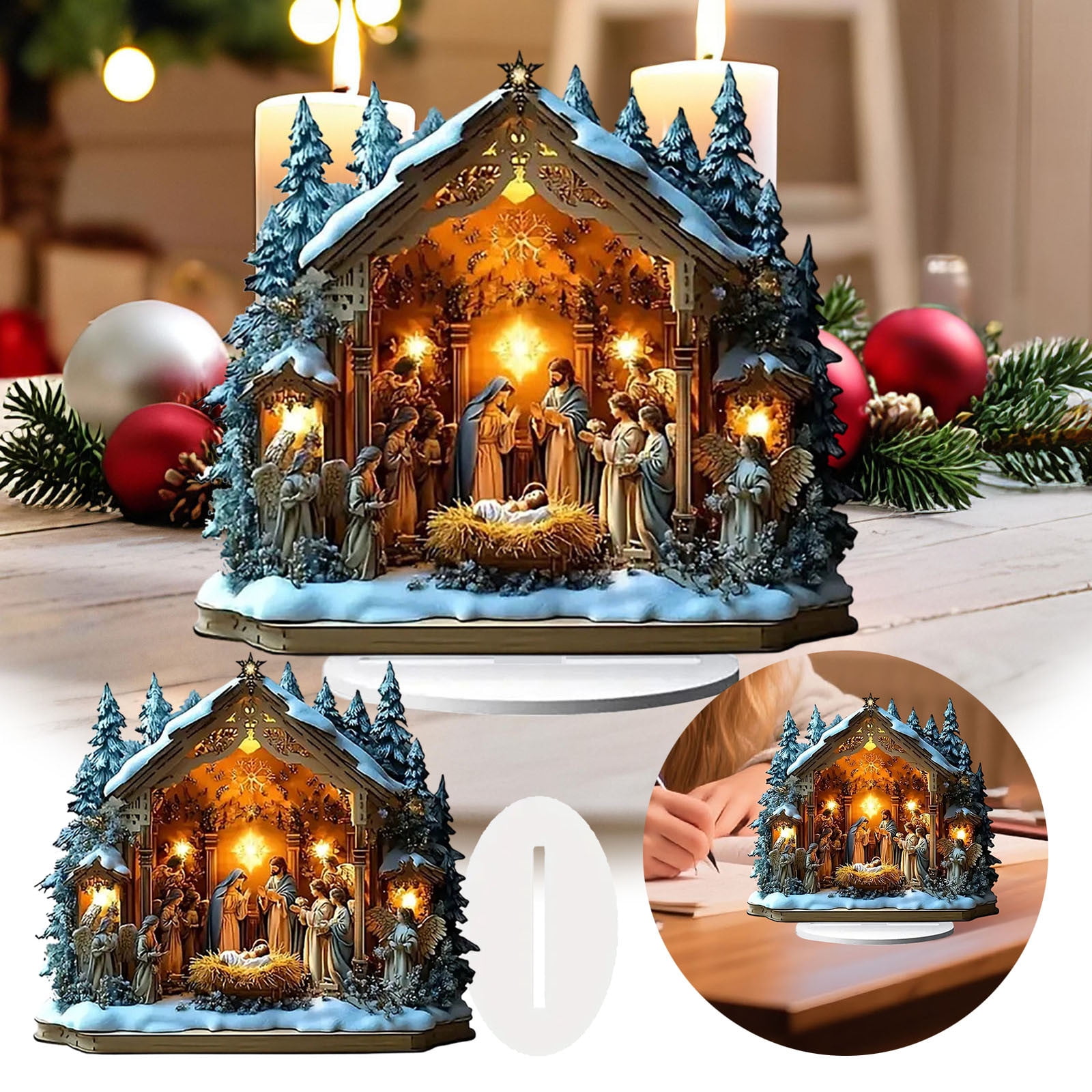 2D Acrylic Nativity Scene Christmas Ornament, Flat Acrylic Holy Family ...