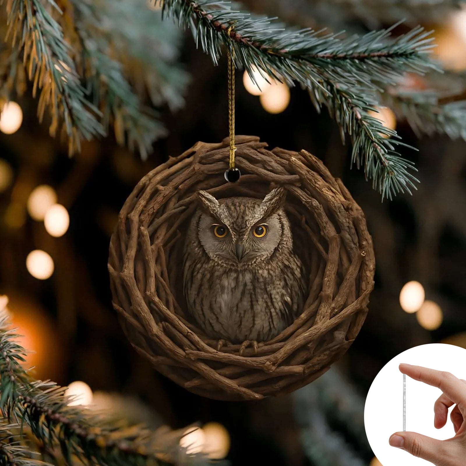 2D Acrylic Owl Nest Hanging Ornament - 15 Inch Decorative Pendant With ...