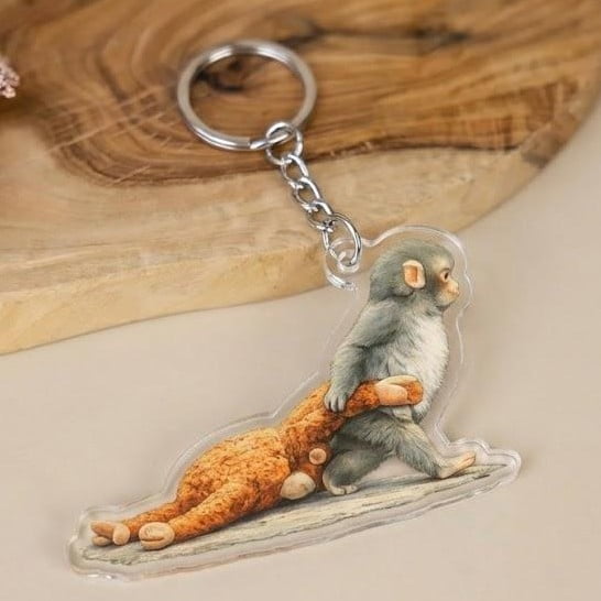 2D Acrylic Protect Punch The Monkey Keychain-Punch Monkey Keychains ...