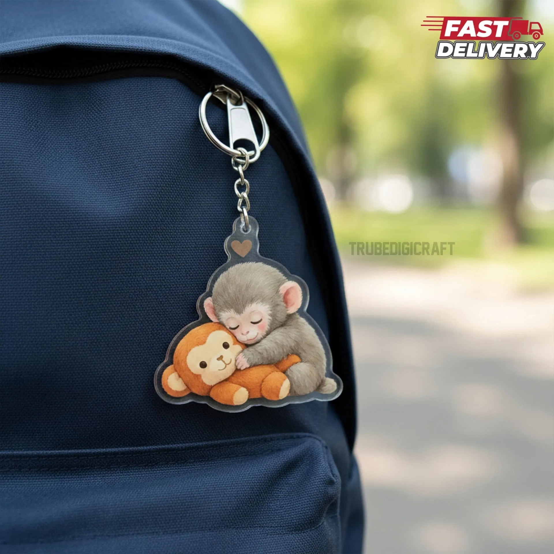 2D Acrylic Protect Punch The Monkey Keychain-Punch Monkey Keychains ...