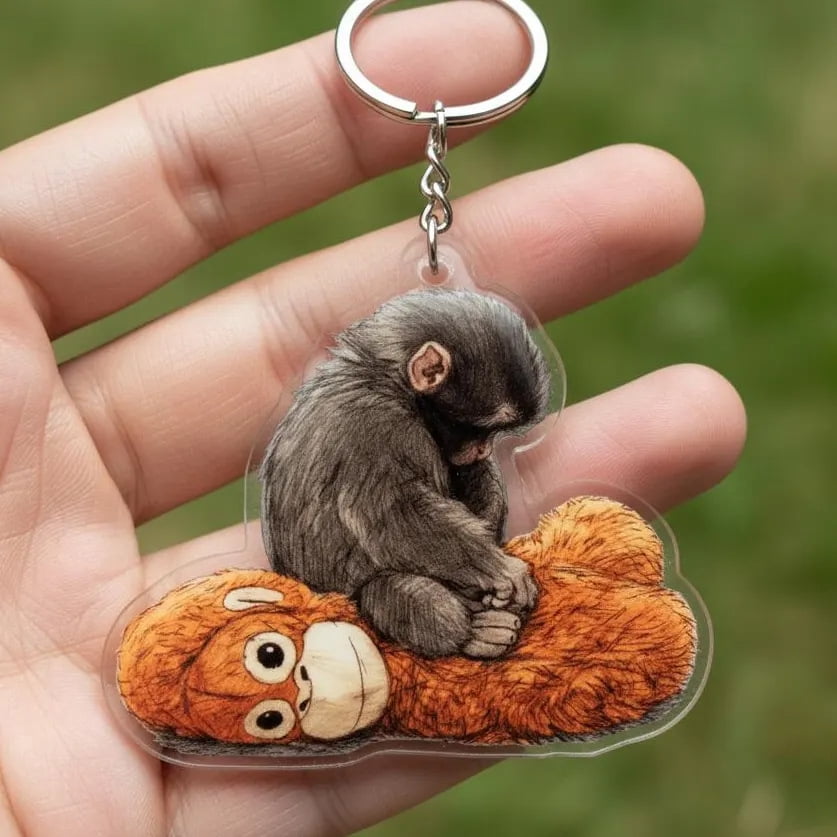 2D Acrylic Protect Punch The Monkey Keychain-Punch Monkey Keychains ...