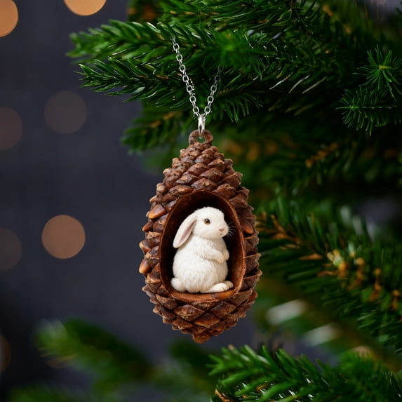 2D Acrylic Rabbit Pendant/ 2D Acrylic Pinecone Animal Ornaments Set ...