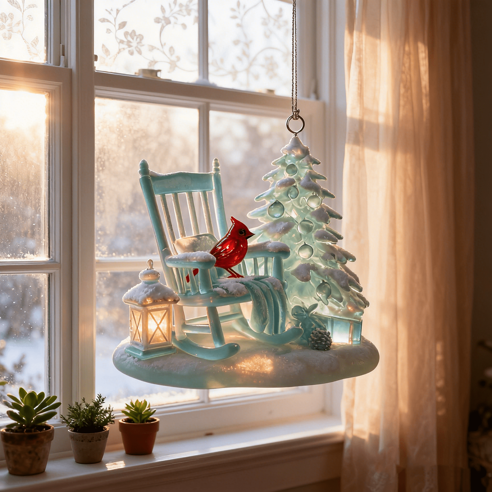 2D Acrylic Red Bird Decorative Hanging Ornament - With 2D Flat Design ...