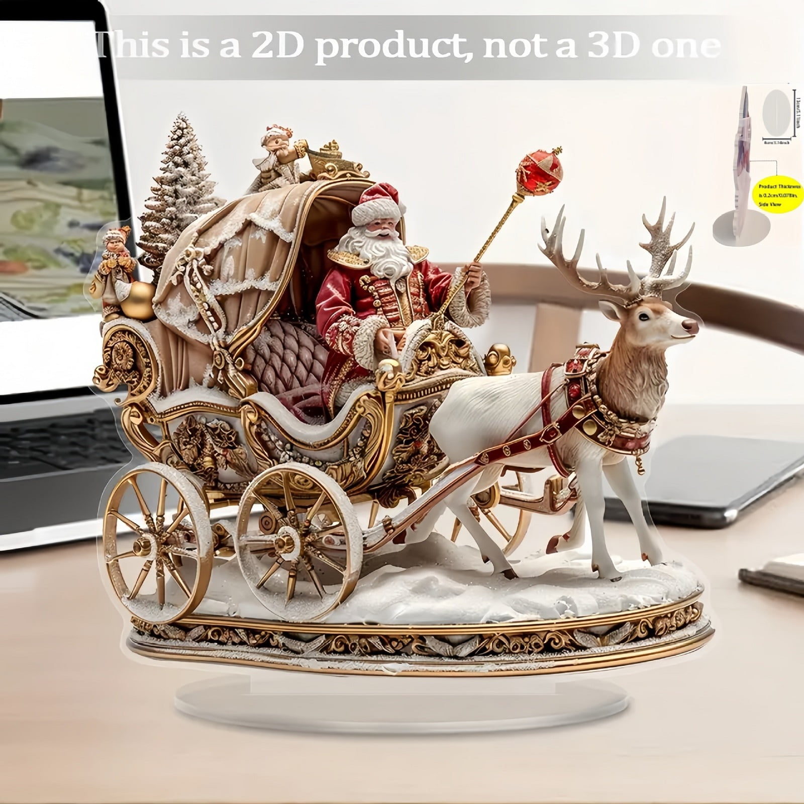 2D Acrylic Reindeer Sled Ornament - Christmas Tree Decoration with ...