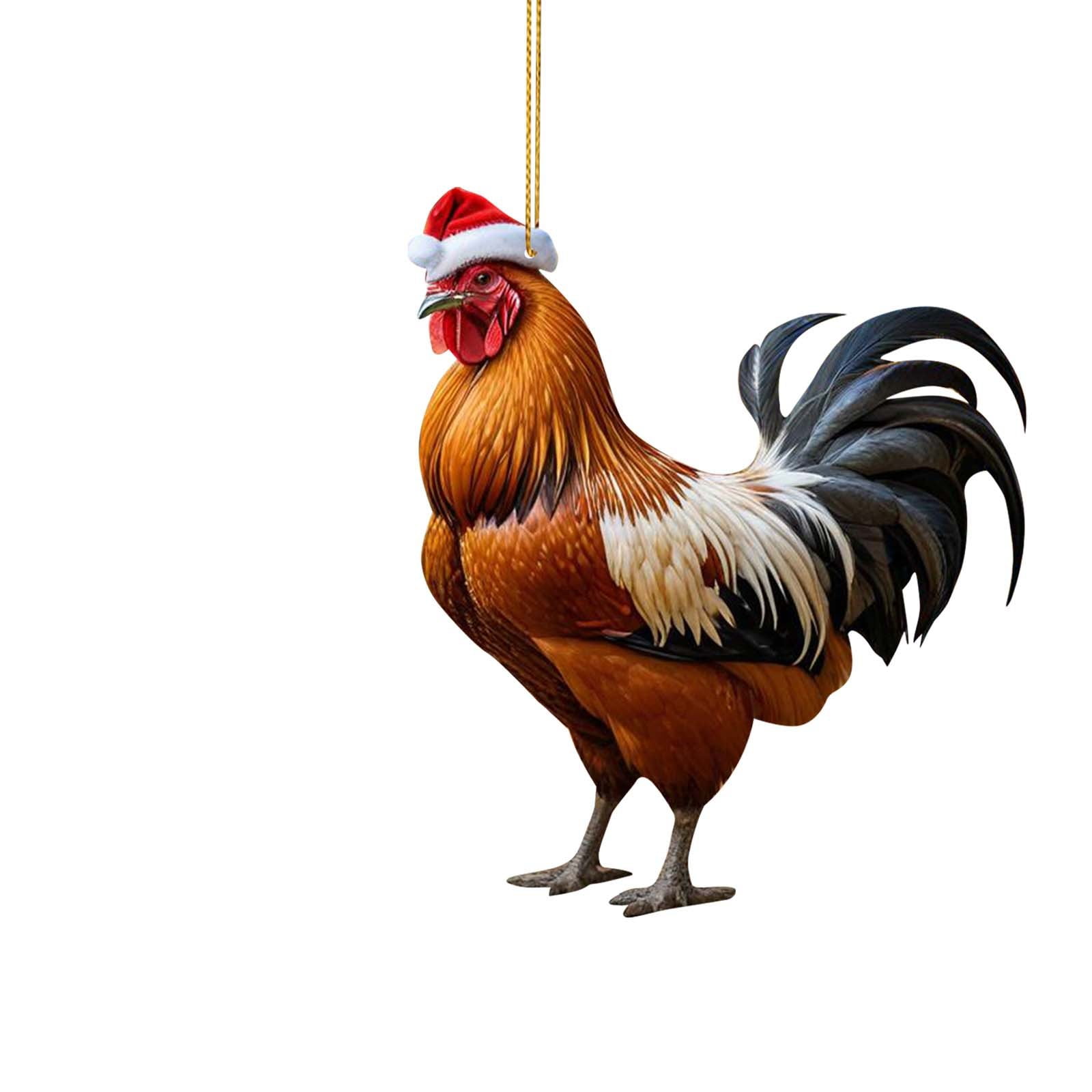 2D Acrylic Rooster Christmas Decoration Pendant, Festive Hanging Decor ...