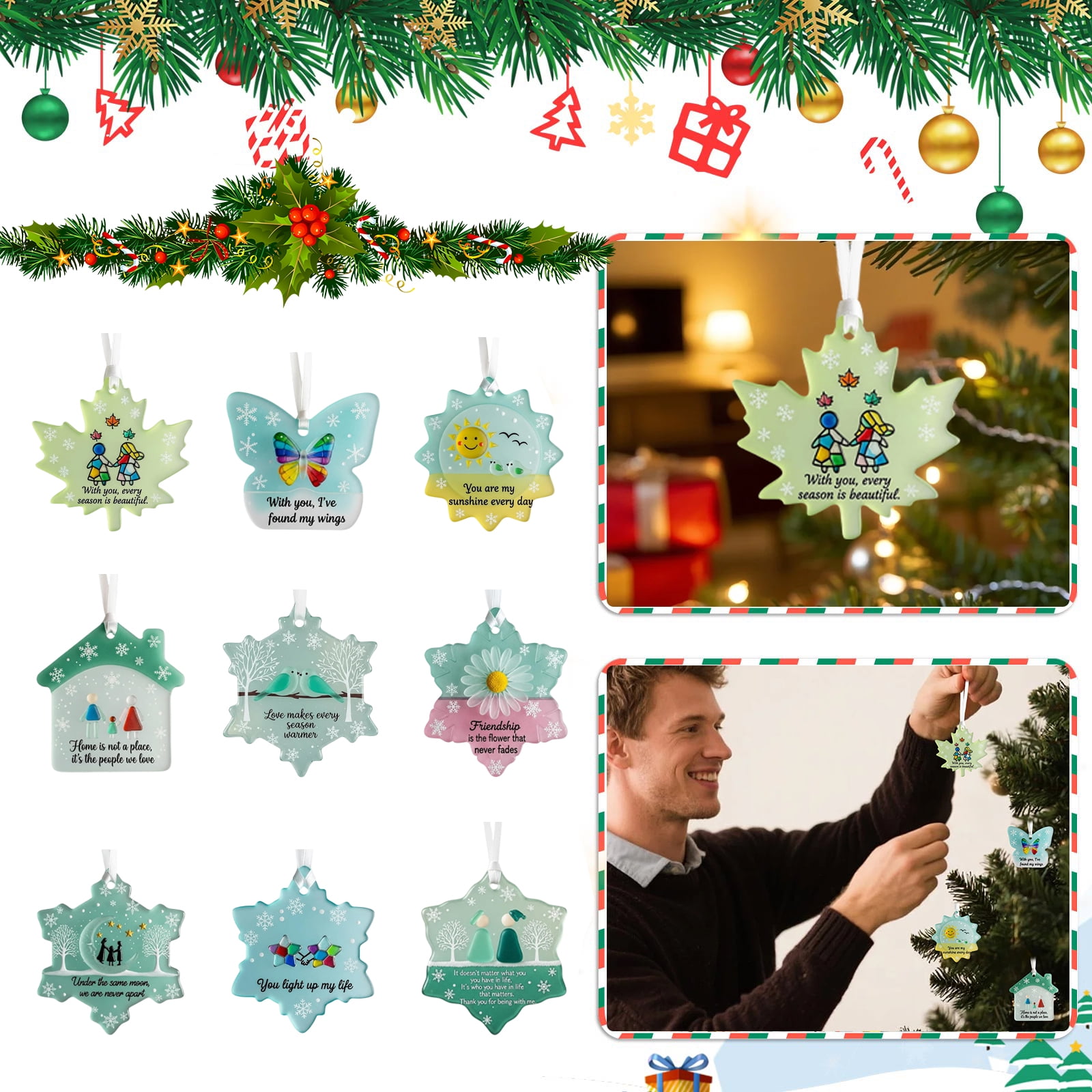 2D Acrylic Snowflake Christmas Tree Ornaments 2025, Holiday Decorations ...