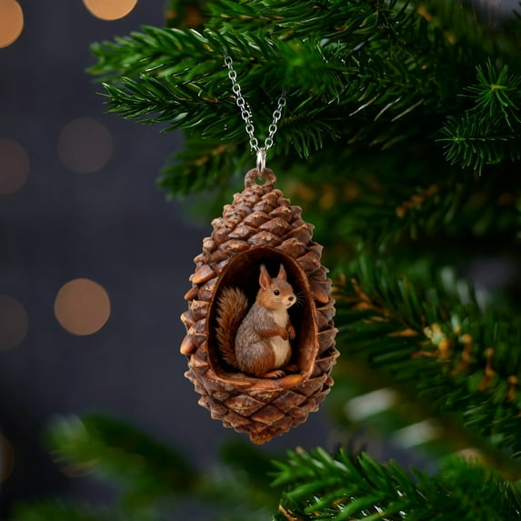 2D Acrylic Squirrel Pendant/ 2D Acrylic Pinecone Animal Ornaments Set ...
