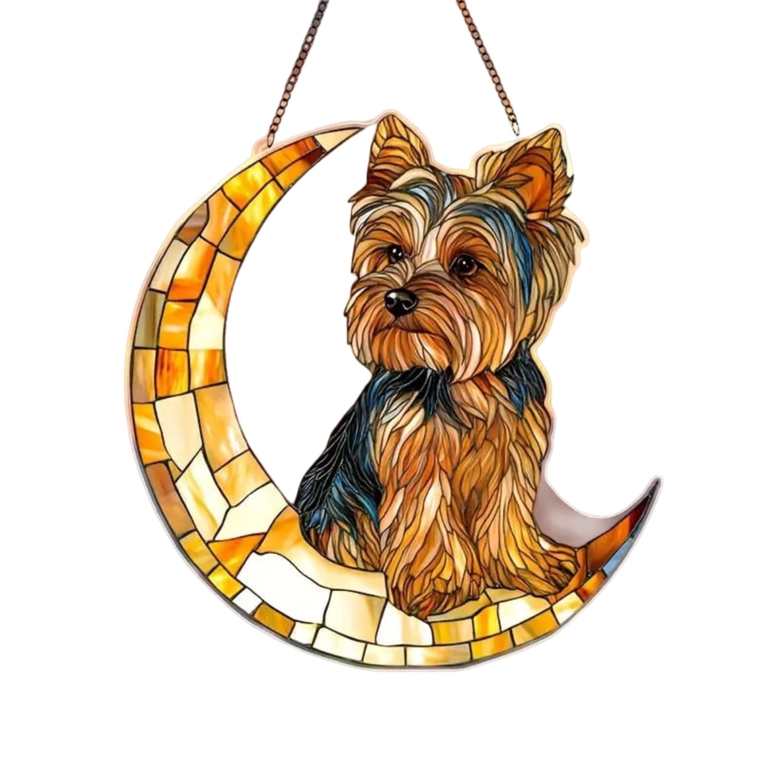 2D Acrylic Yorkie Dog Hanging Ornament for Window Decor, Stained Glass ...