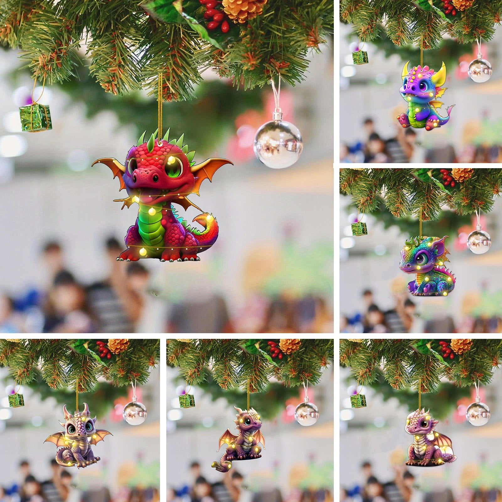 2D Adorable Flying Dragon Baby Christmas Ornament Unique Shape And ...