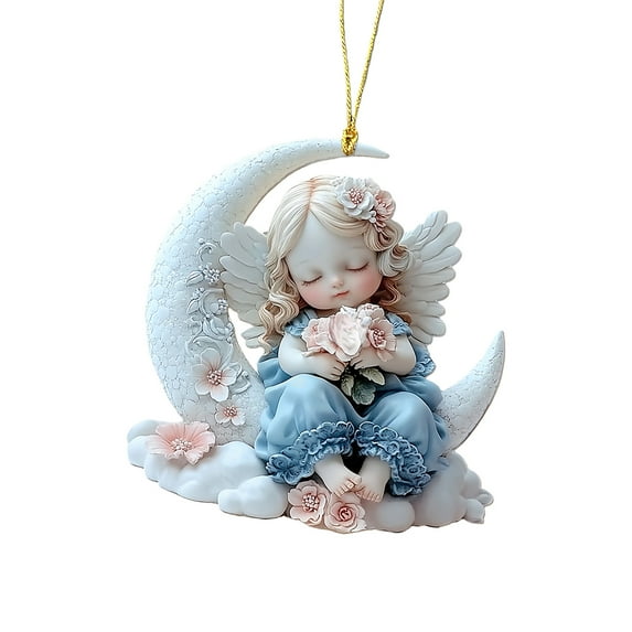 2D Angelic Baby On Moons Acrylic Pendant Keychain Bags Charm Car ...