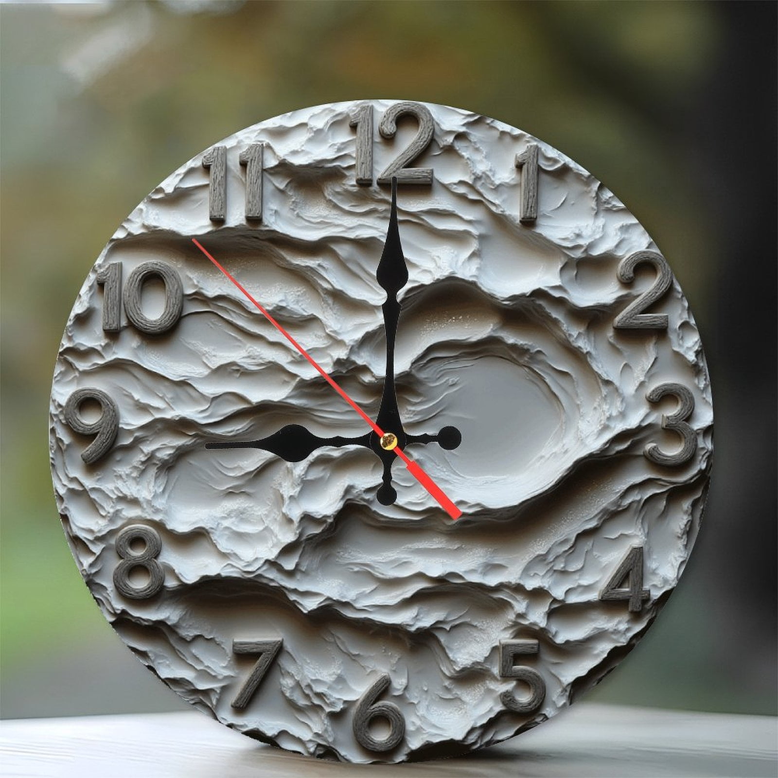 2D Artistic Wall Clock Decor with Unique Design 10-Inch Silent Wooden ...