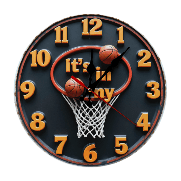 2D Basketball Silent Wooden Wall Clock Design with "It's in My Dna ...