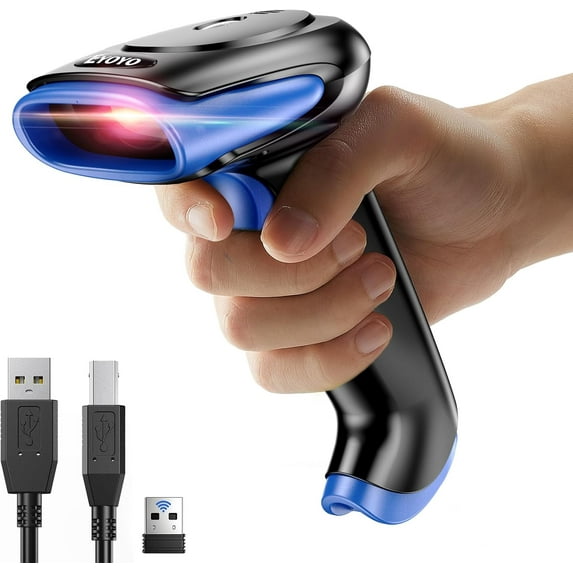 2D Bluetooth Barcode Scanner Wireless, 2500mAh Handheld Cordless USB ...