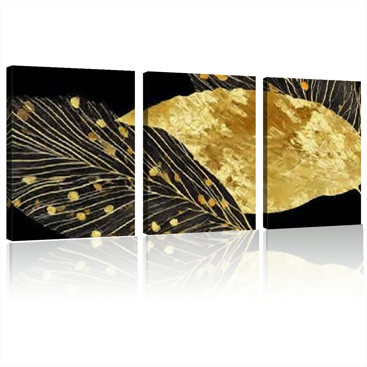 2D Canvas, Framed Set of 3 Canvas Wall Art Ready to Hang Luxury black ...