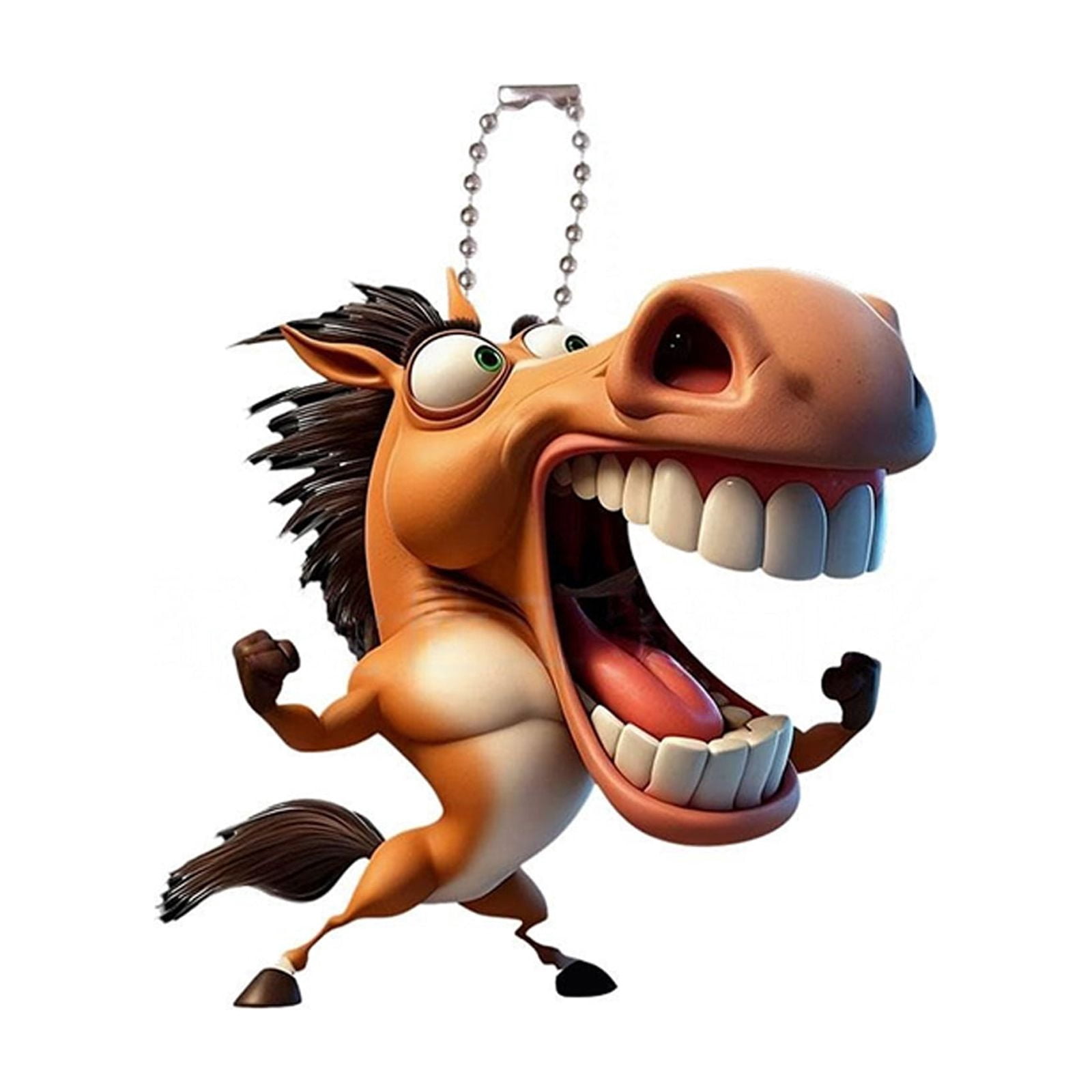2D Cartoon Large Mouth Horse Plush Toy with Chain for Vehicle ...