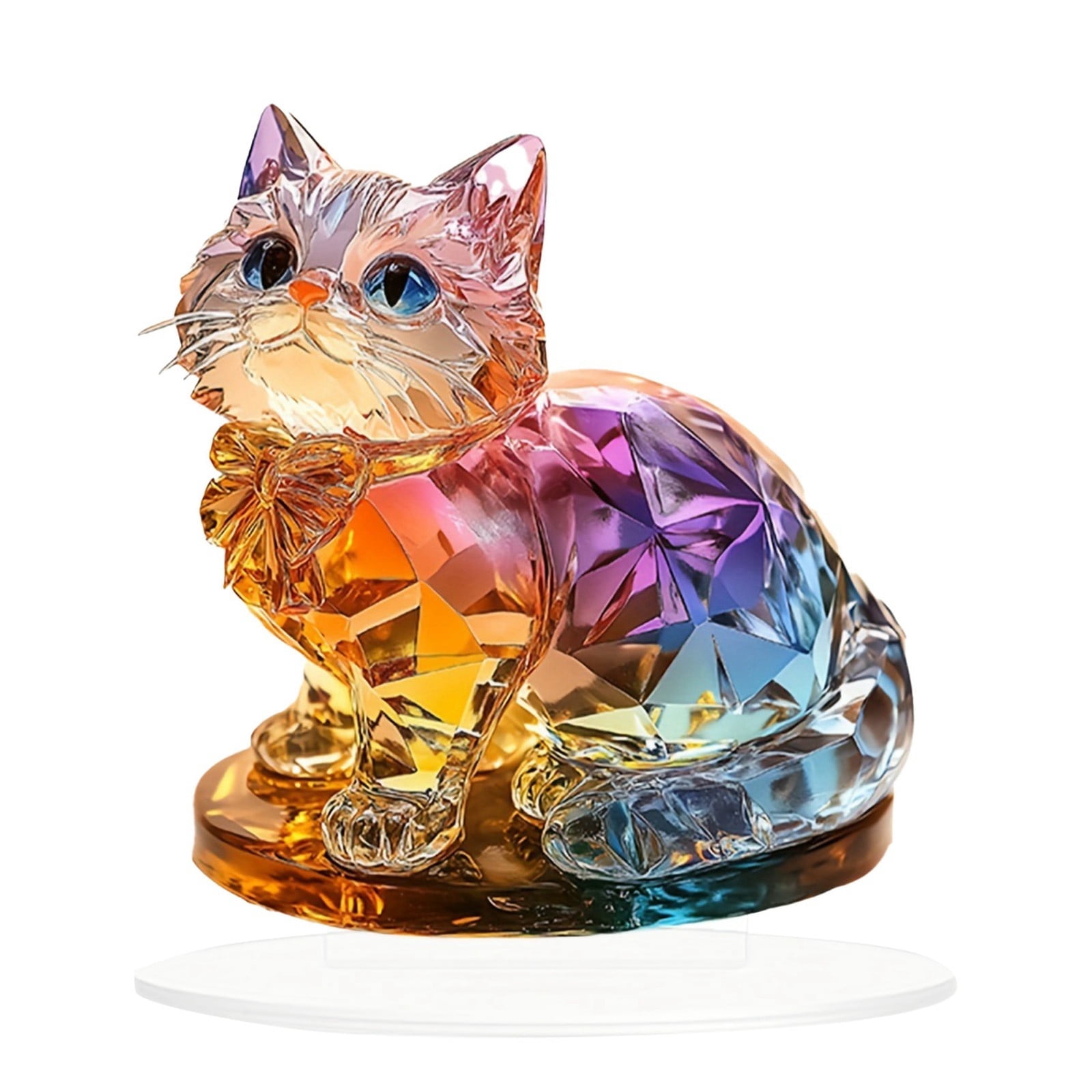 2D Cat Realistic Animal,Sitting Cat Statue Smelting Stone Polished ...