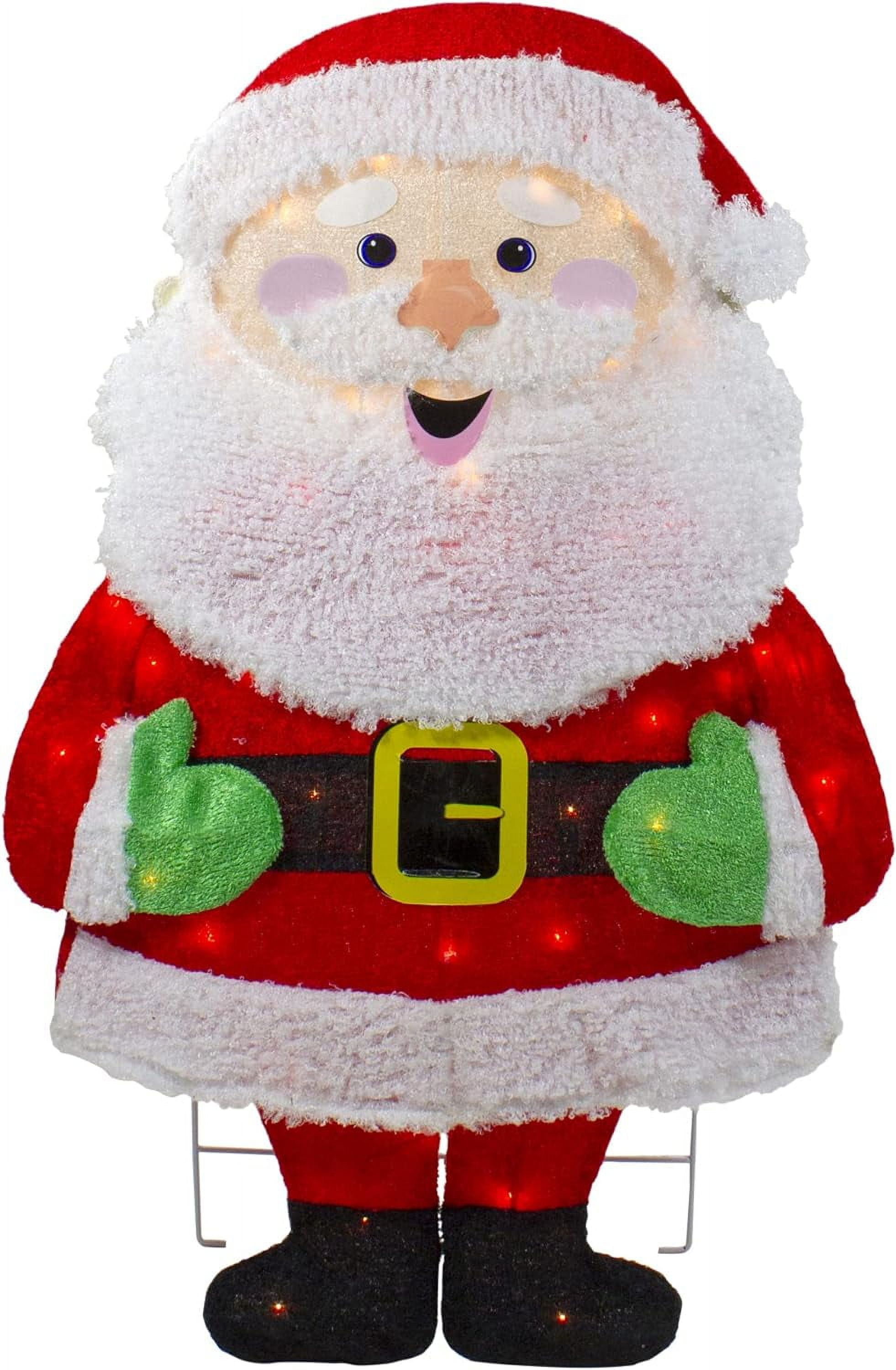 2D Chenille Santa Outdoor Christmas Decoration - 32" - Warm White ...