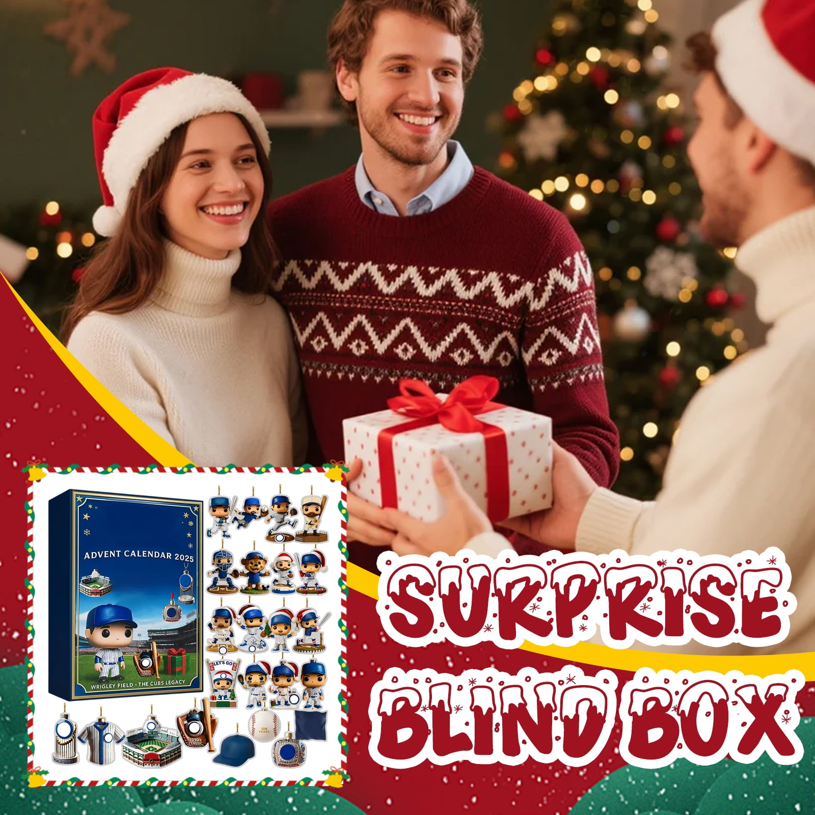 2D Chicago Cub Christmas Advent Calendar Mystery Collectible Toy Set 24 ...