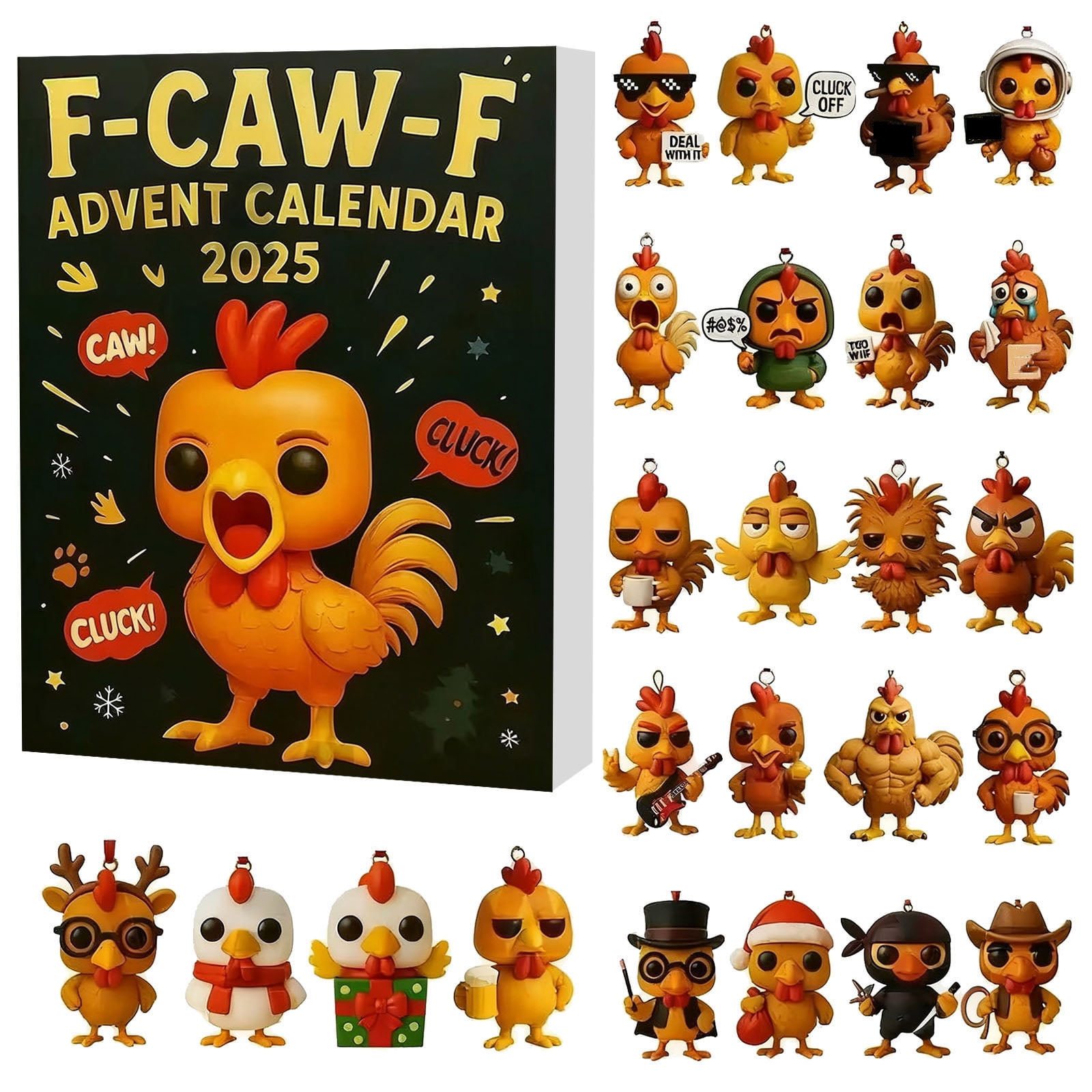 2D Chicken Advent Calendar 2025 Collectible Figurines Set with 24 ...