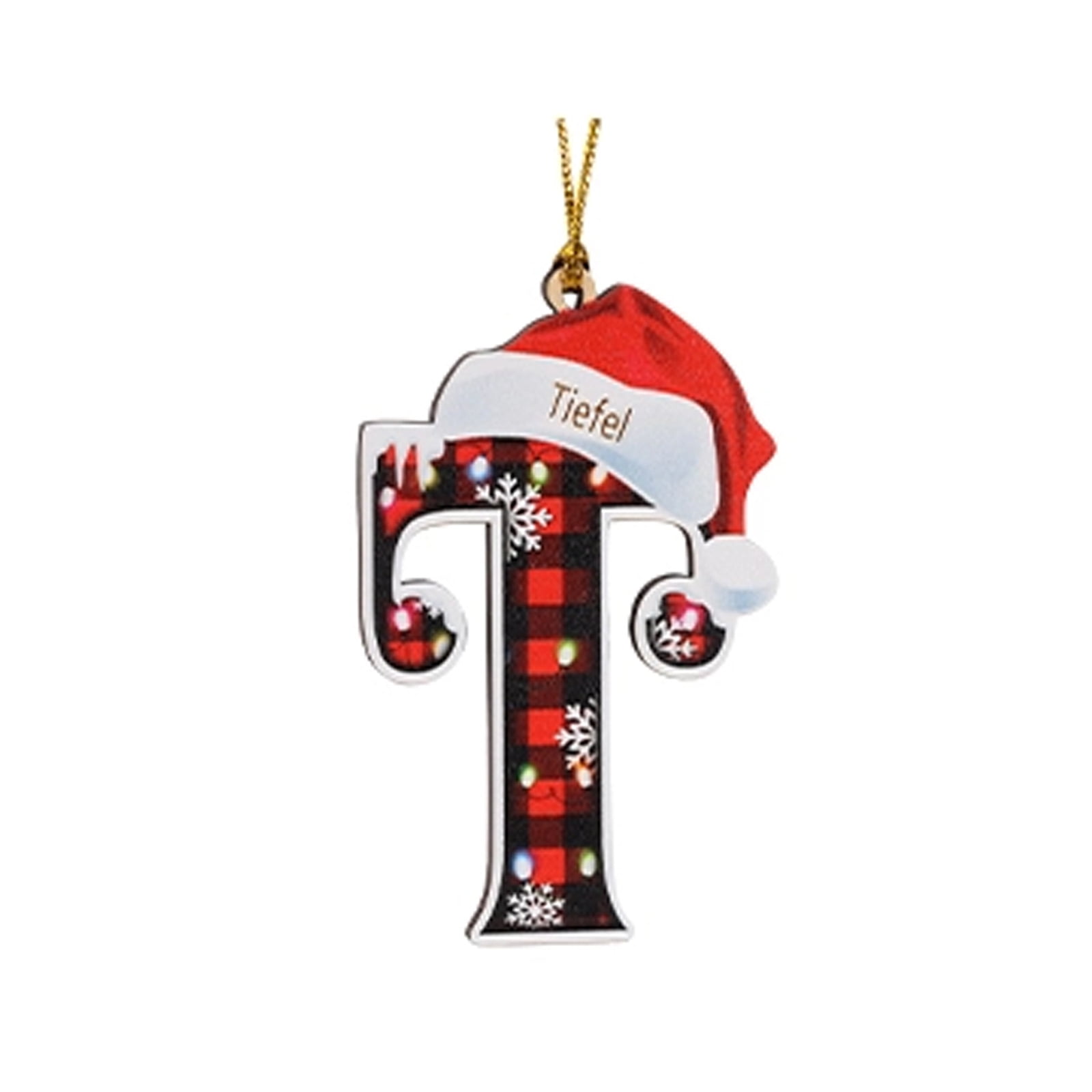 2D Christmas Decoration Pendant Letter T With Santa Hat Christmas Tree ...