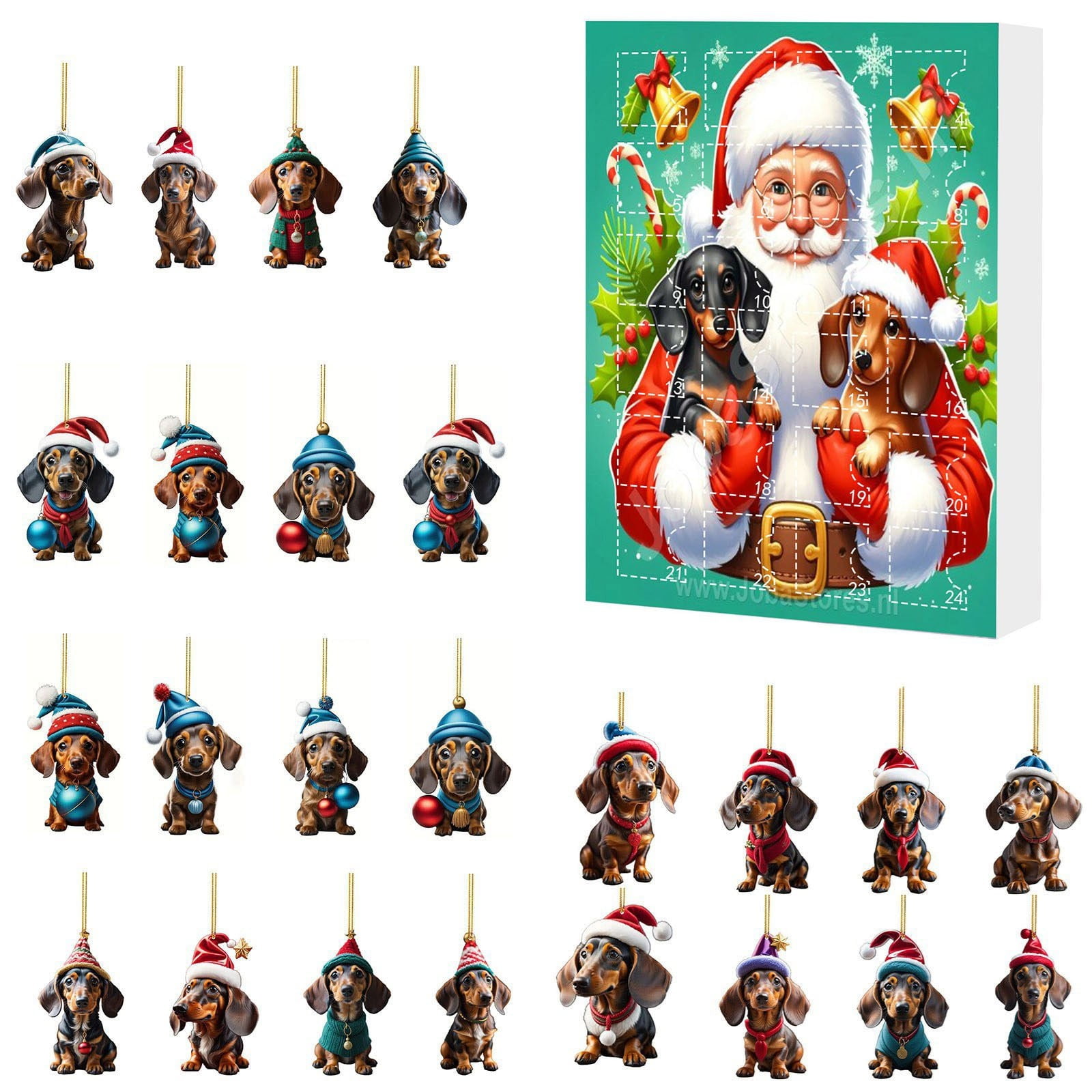 2D Christmas Home Ornaments Dog 2024 Christmas Holiday Advent Calendar ...