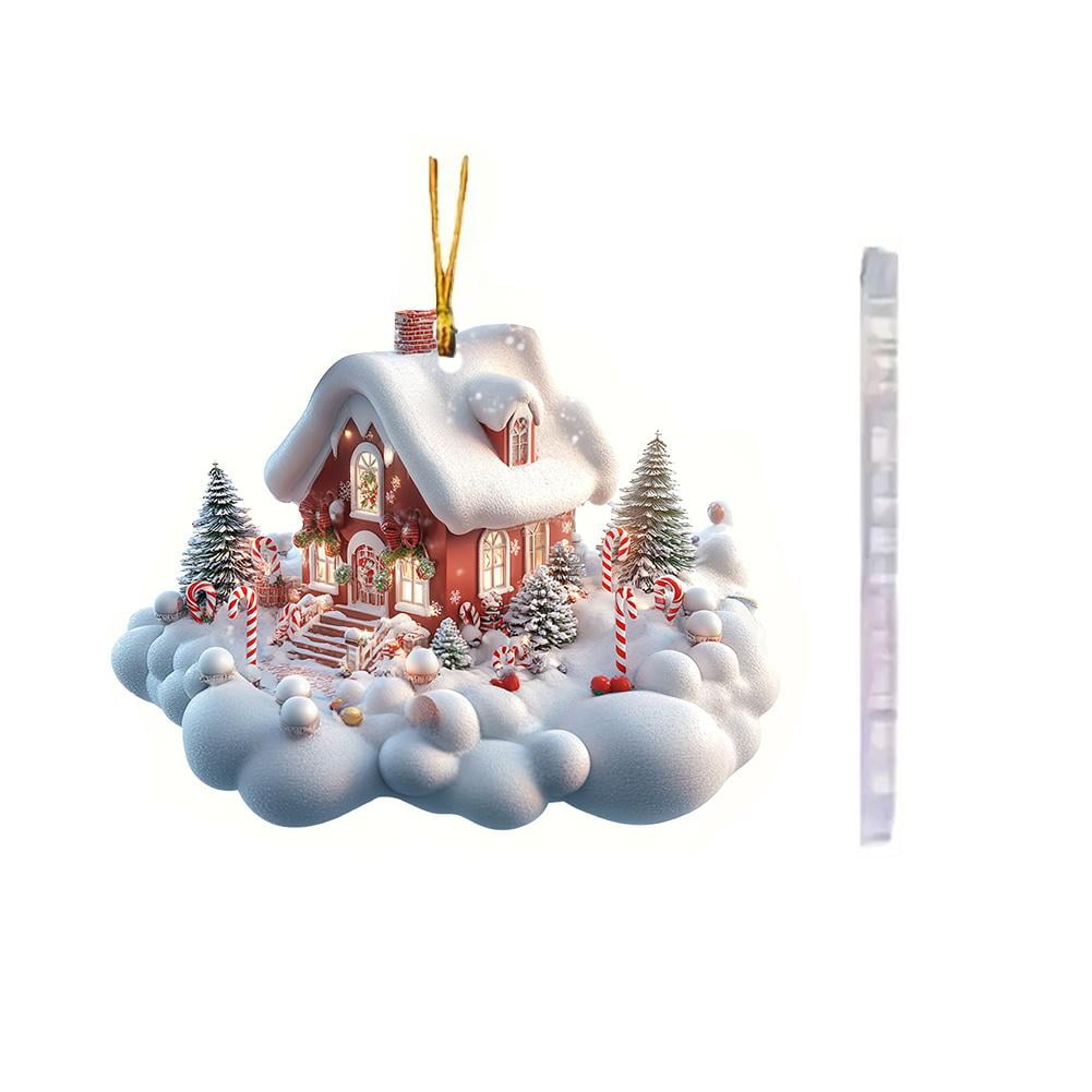 2D Christmas Igloo Snow-House Car Pendant Acrylic Xmas Decor Tree ...