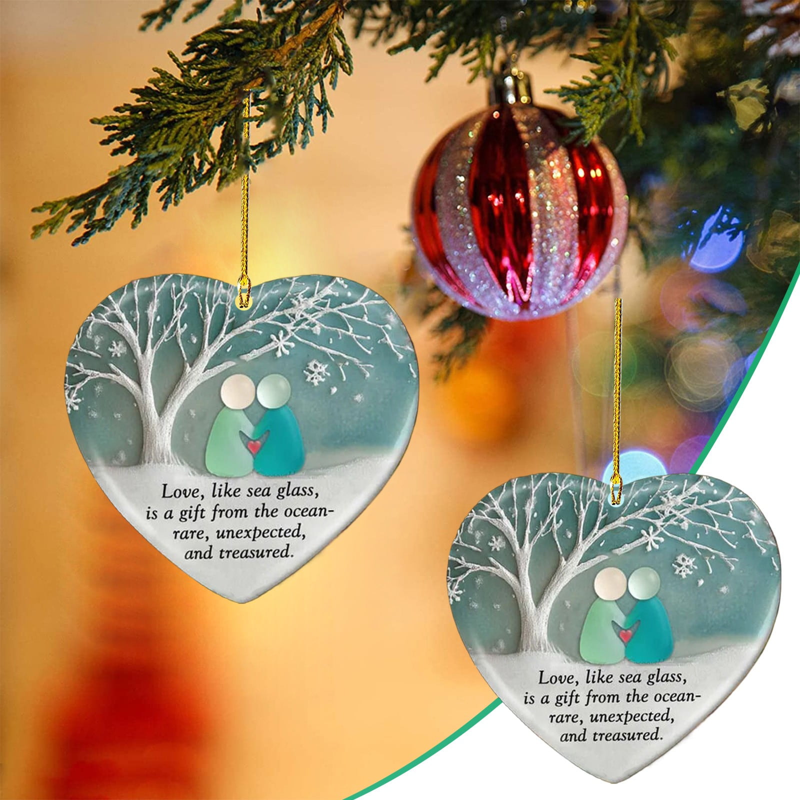 2D Christmas Ornaments,2D Acrylic Heart Ornament Meaningful Keepsake ...