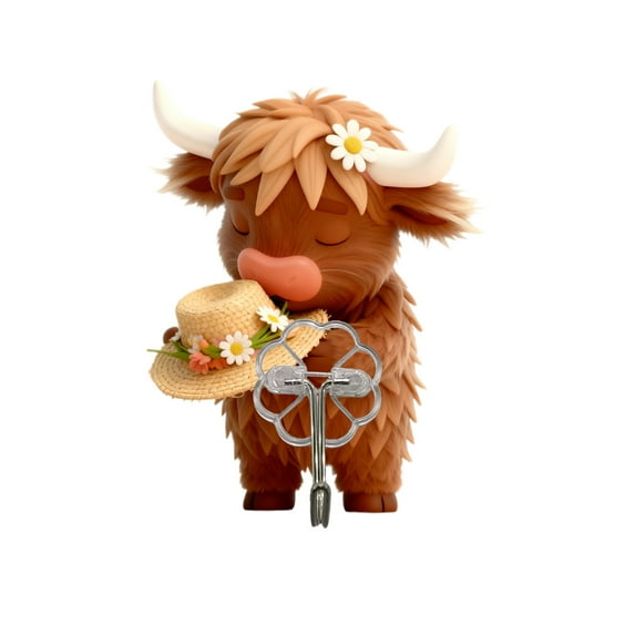 2D Cute Highland Cow Shaped Wall Hook,Self Adhesive Hooks,Removable ...