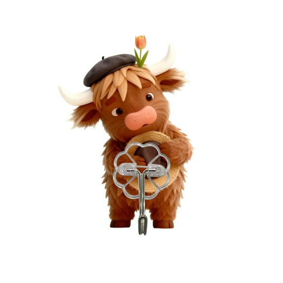 2D Cute Highland Cow Shaped Wall Hook,Self Adhesive Hooks,Removable ...