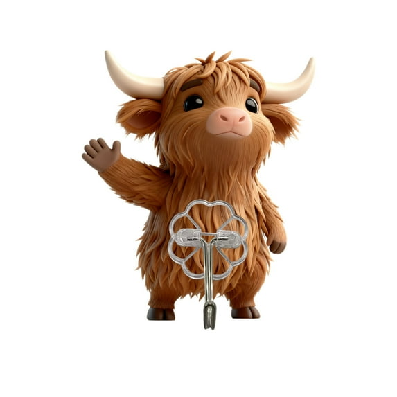 2D Cute Highland Cow Shaped Wall Hook,Self Adhesive Hooks,Removable ...