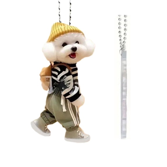 2D Cute Puppy Design Backpack Pendant and Car Rearview Mirror Keychain ...