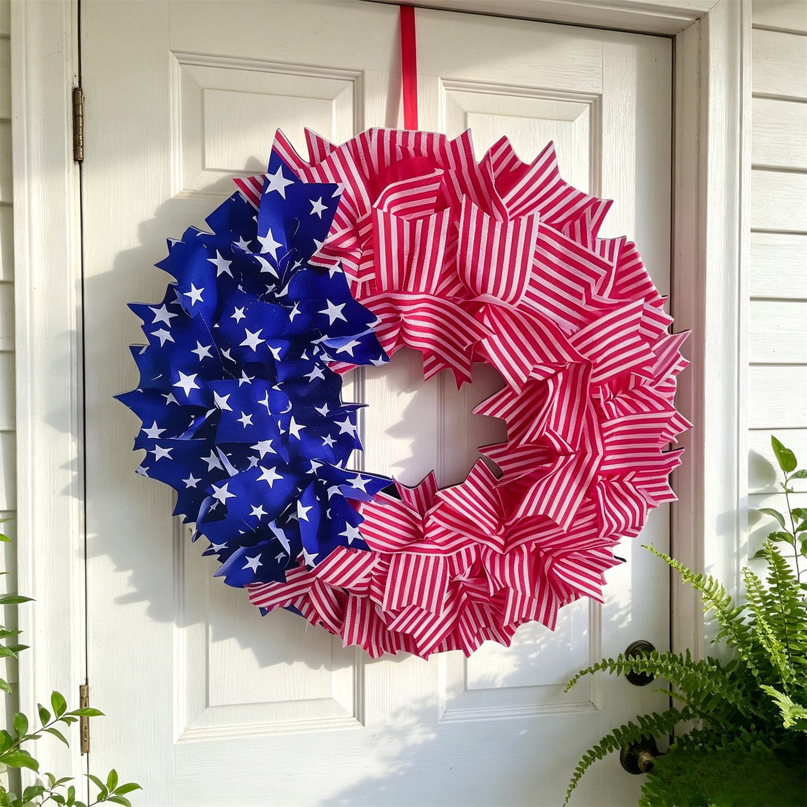 2D Cutout Wooden Patriotic Garland for 4th of July, Classic Red White ...