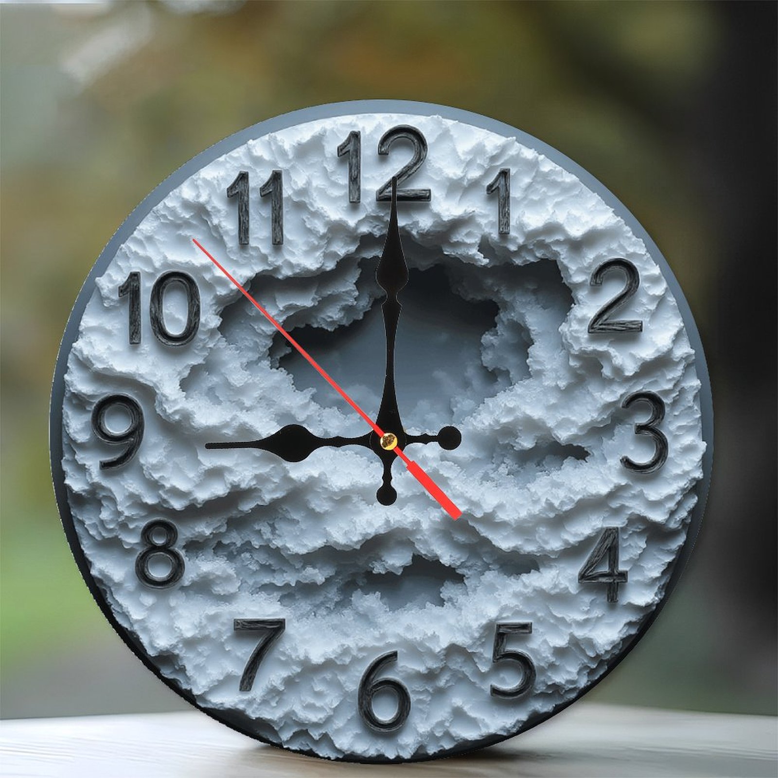 2D Decorative Wall Clock with Unique Cloud Design 10-Inch Silent Wooden ...